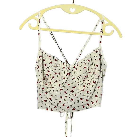 ROMWE | Tops | Romwe Womens Pale Yellow Ditsy Floral Ruched Bust Cami ...